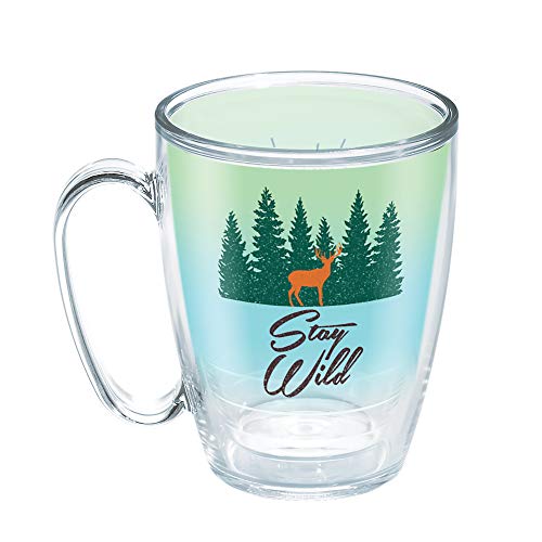 Tervis Made in USA Double Walled Stay Wild Insulated Tumbler Cup Keeps Drinks Cold & Hot, 16oz Mug - No Lid, Clear