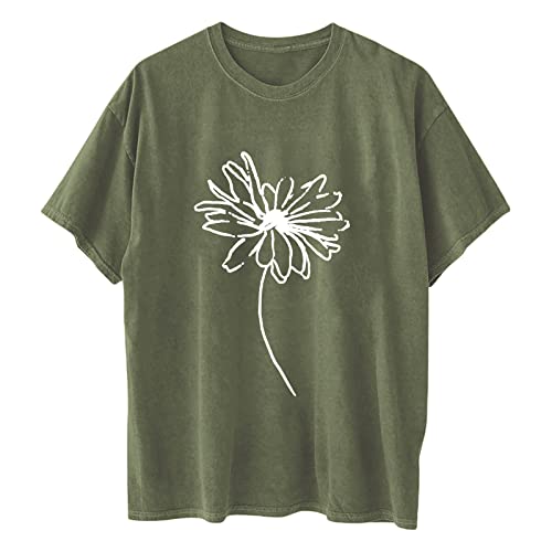Womens Summer Fashion Loose T Shirt Round Neck Short Sleeve Tops
