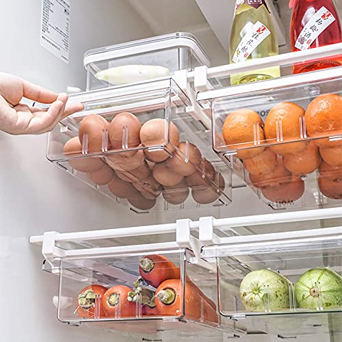 Guanniao Fridge Organizer Drawer Refrigerator Drawer Organizer Pull Out Plastic Fridge Storage Bins Containers for Fruit Vegetable (17.3inch-2Organizer)