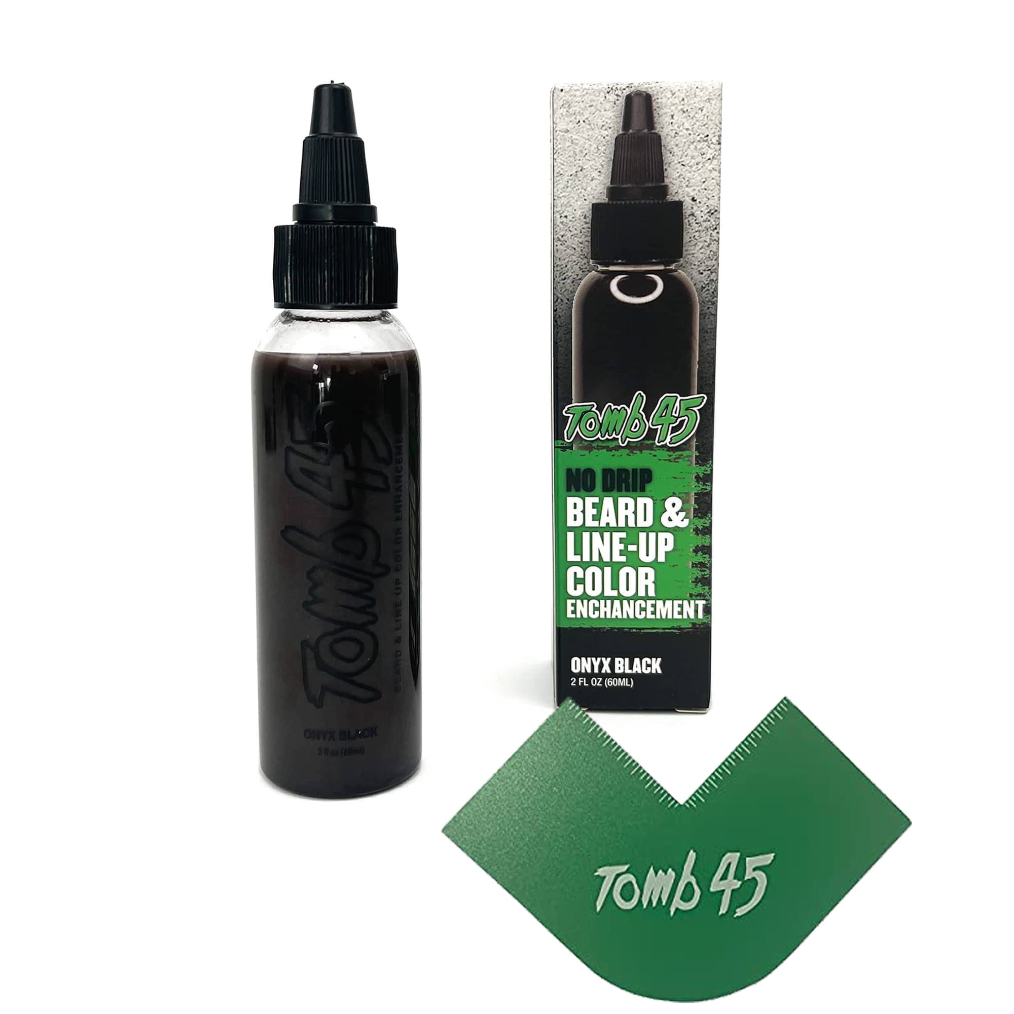 Tomb45 Beard & Lineup Enhancement Coloring + Klutch Card 2.0 (Green) | Water-proof, Shampoo-Safe, Safe on Skin (Onyx - Black)