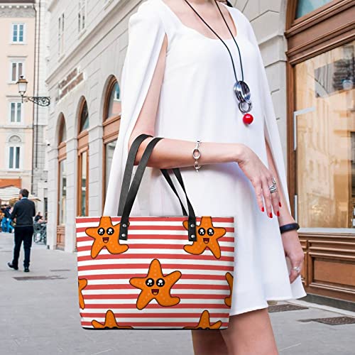 Womens Handbag Starfish Leather Tote Bag Top Handle Satchel Bags For Lady