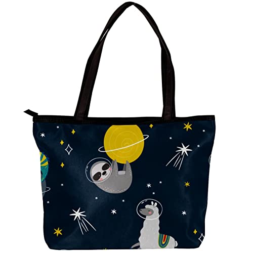 Purses for Women, Tote Bag, Handbags for Women, The Tote Bag, Universe starry sky planet alpaca animals pattern
