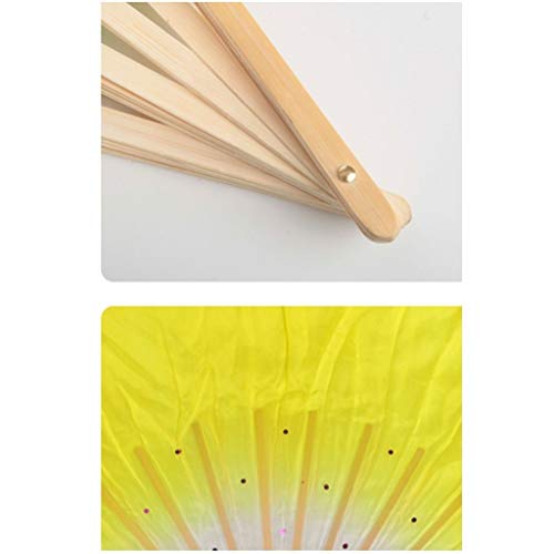 Decorative Folding Fans Red Dance Shoes 1 Foot 2 Silk Fan Dance Silk Fan Yangko Dance Fan Ethnic Dance Practice Fan Gift Hand Fan Fan (Color : Red)