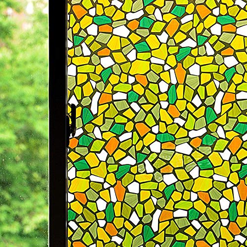 Window Film Privacy Color Window Sticker, Colorful Decorative Window Vinyl, Non-Adhesive Home UV Blocking, Privacy, Heat Insulation Static Cling for Bathroom Bedroom Room - 17.7 x 78.7 Inches