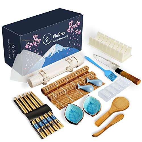 VinDrea Sushi Making Kit For Beginners - Bazooka Roller Kits - Bamboo Rolling Tools - Easy DIY Sushi Maker Set - A Fun Way To Make Your Own Sushi At Home - Enjoy Homemade Sushi With Kids - Gift Sets