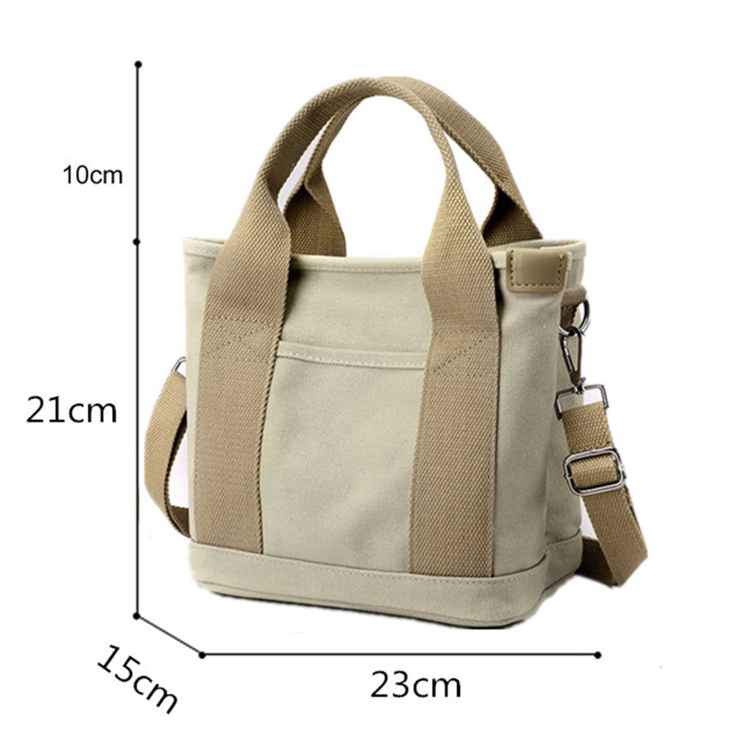 Large Capacity Multi-Pocket Handbag Japanese Handmade Tote Bag with Zipper Tote Purses Crossbody Bag Canvas Handbag for Women (A-Khaki)