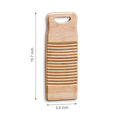 Lakingo Natural Bamboo Hand Washboard for Laundry Washing Clothes, Small Wood Scrub Board, Rustic Old Fashioned Washboard, Mini Wash Board for Hand Washing, Washboard Laundry Board for Kids Home