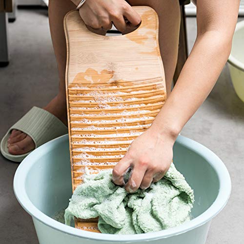 Lakingo Natural Bamboo Hand Washboard for Laundry Washing Clothes, Small Wood Scrub Board, Rustic Old Fashioned Washboard, Mini Wash Board for Hand Washing, Washboard Laundry Board for Kids Home