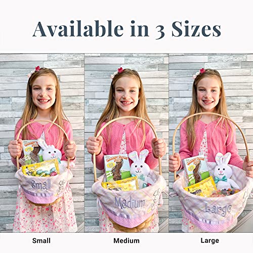 Let's Make Memories Personalized Create Your Own Wicker Easter Basket – Blue Bunny Design - Basket Only - Customize with Any Name - Medium