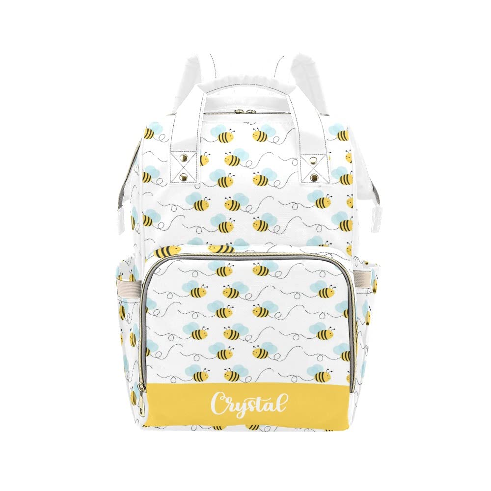 Grandkli Cute Bumble Bee Personalized Diaper Bag Multi-Function Backpack Nappy Bag Travel DayPack for Unisex, One Size