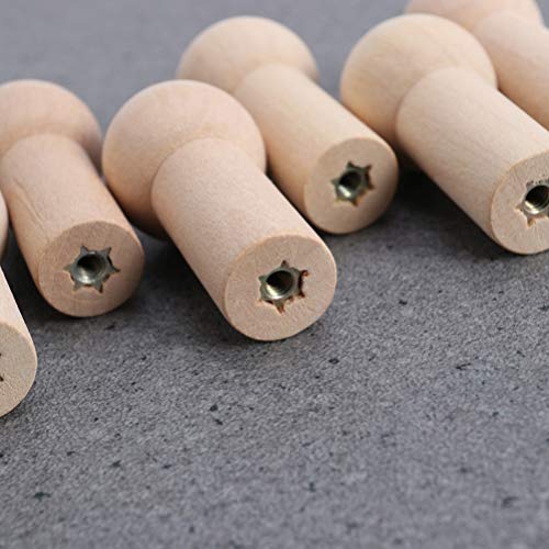 DOITOOL 8pcs Wood Shaker Pegs Unfinished Wooden Peg Hooks Hanger for Coat Wall Racks Hanging Towels Organizing Cups Mugs Headphone 51mmx23mmx15mm