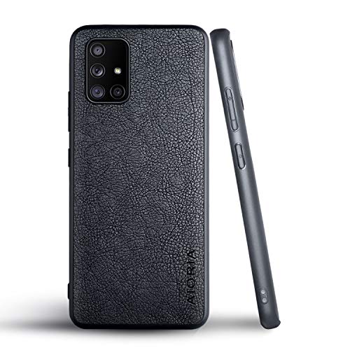 AIORIA for Samsung Galaxy A71 5G Case (Not Fit A71 4G), 6.7 inch Premium PU Leather Cover Retro Business Design Full Protective case for Samsung a71 5g (Black)