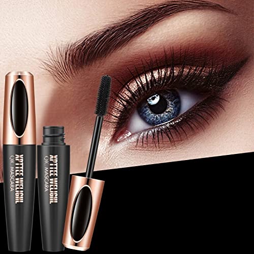 QIC 4D Silk Fiber Lash Mascara,Mascara Black Volume and Length,Waterproof & Smudge-Proof,Long-Lasting No Flaking,Voluminous Eyelashes Mascara,All Day Exquisitely Full (2PCS)