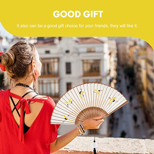 RAZZUM Large Wall Decor Retro Style Silk Fan Folderable Fan Chinese Style Fan Wall Decoration Costume Collocation Fan
