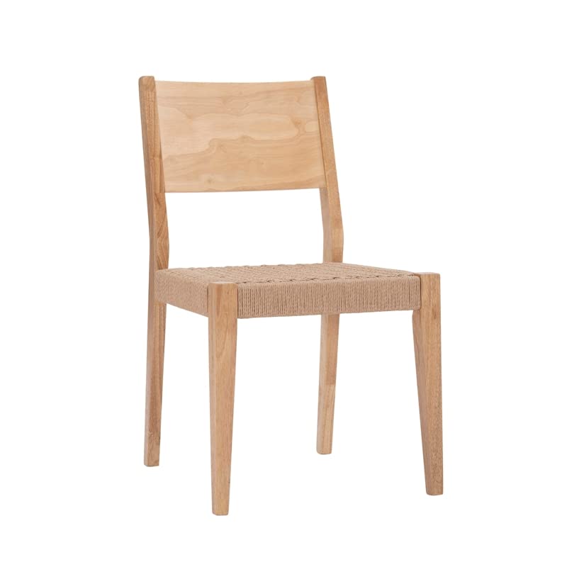 Linon Patty Set of Two Wood 18" Dining Chairs in Natural Brown