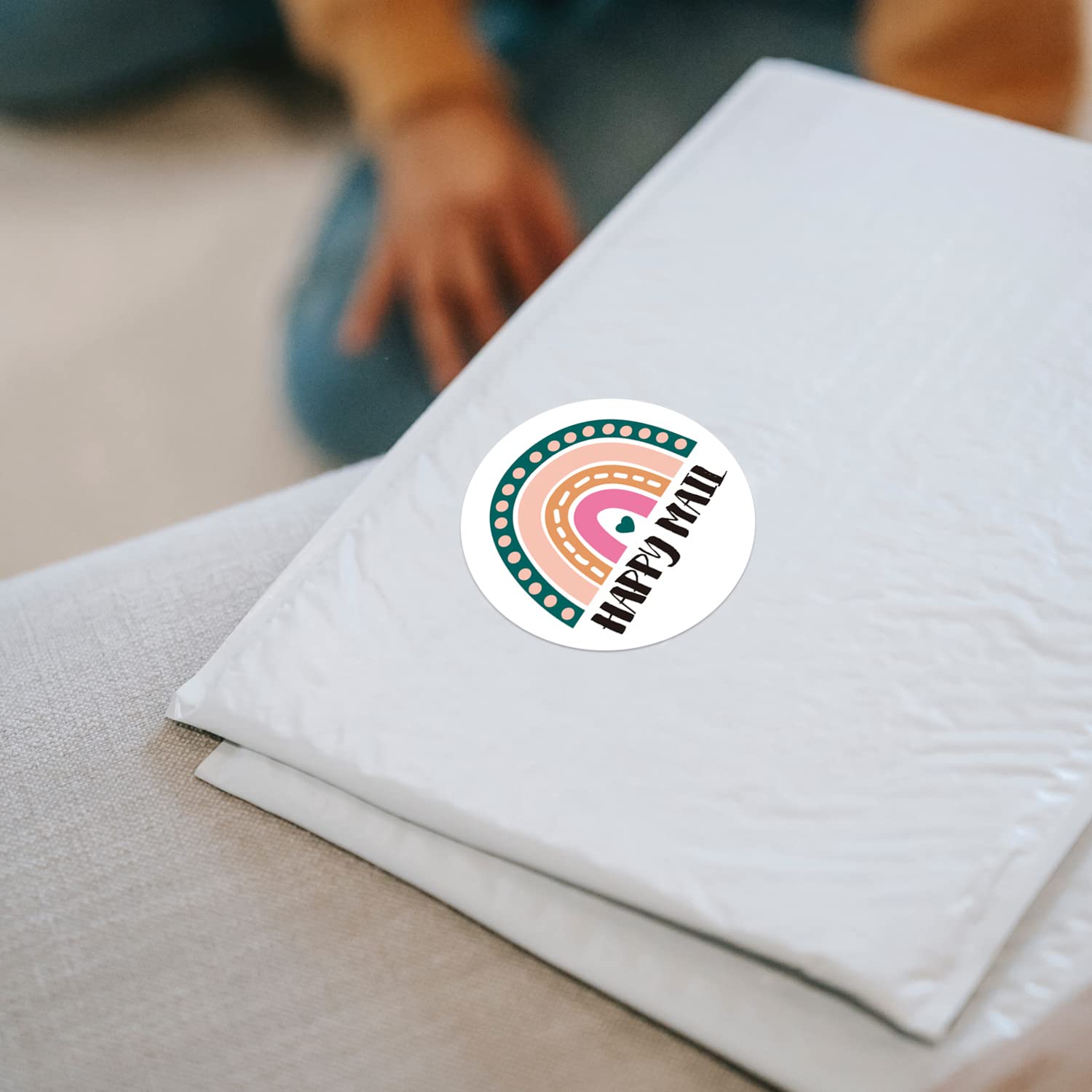 EKSPLODI Happy Mail Stickers for Business Small Shops Online, Small Business Stickers, Small Business Packaging Supplies, Envelope Seal Stickers, 1.4 Inch, 6 Unique Designs, 500 Pcs Per Roll.