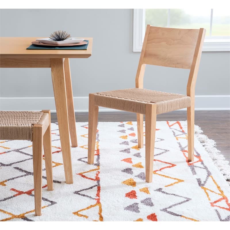 Linon Patty Set of Two Wood 18" Dining Chairs in Natural Brown