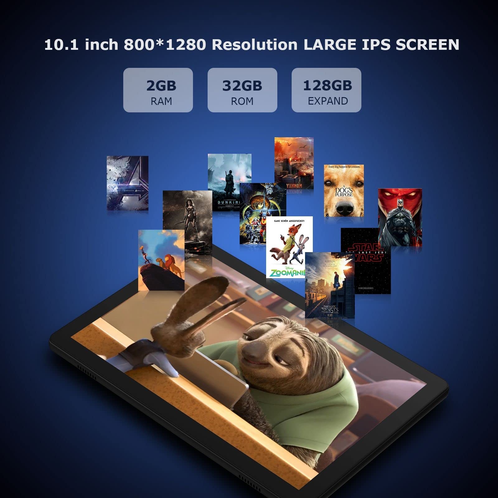IBBWB 10.1 inch Tablet, Android 10.0 OS, 2GB RAM, 32GB ROM, Quad Core Processor, HD IPS Screen, 2MP Front 8MP Rear Camera, USB C Port, Support Bluetooth WiFi
