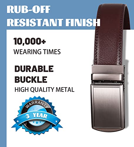 Truyis Gurzita Ratchet Belt for Men Women 2 Pack,1 3/8" Leather Ratchet Belt,Adjustable Slide Click Belt in Gift Set Box1