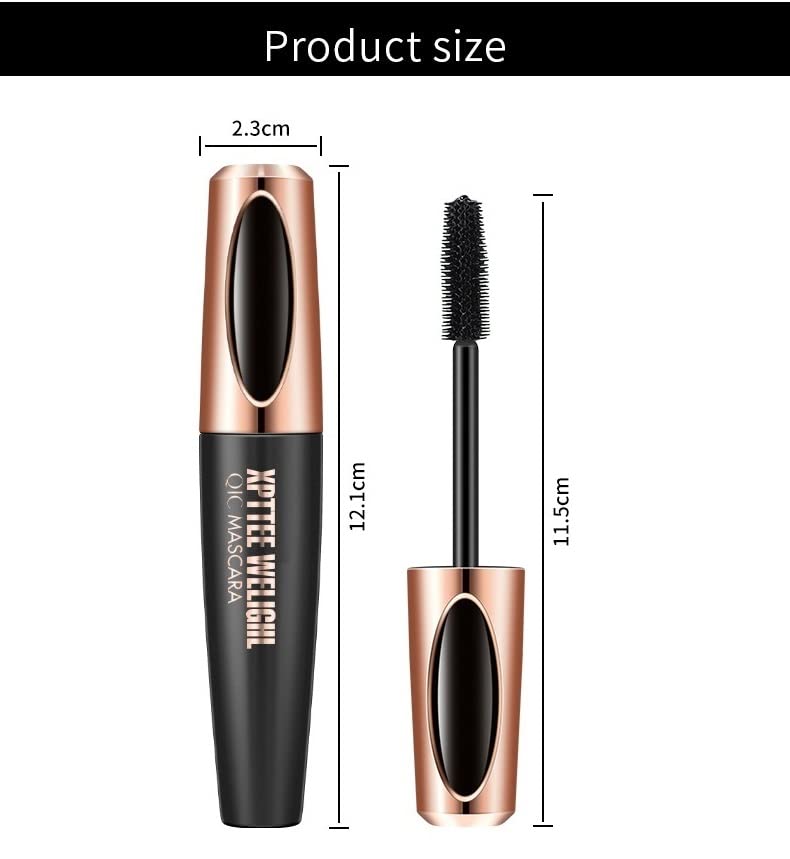 QIC 4D Silk Fiber Lash Mascara,Mascara Black Volume and Length,Waterproof & Smudge-Proof,Long-Lasting No Flaking,Voluminous Eyelashes Mascara,All Day Exquisitely Full (2PCS)