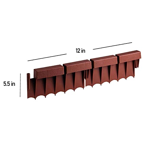 Suncast 12" Interlocking No Dig Brick Border Landscape Edging, Brown