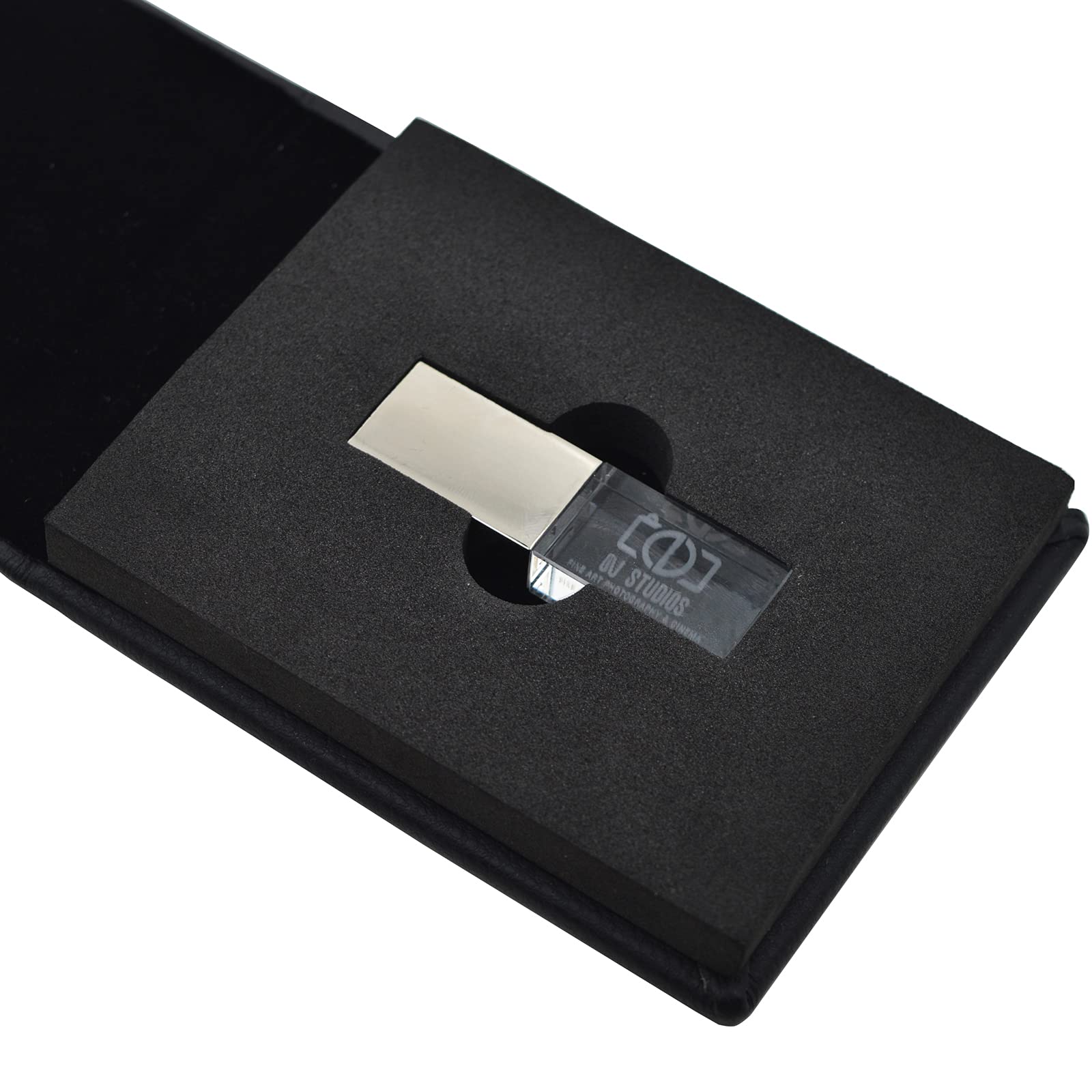 Black Leather Flash Drive case with Personalized LOGO for Wedding Photographer Client Gift , USB Case packing (No Logo Imprint)