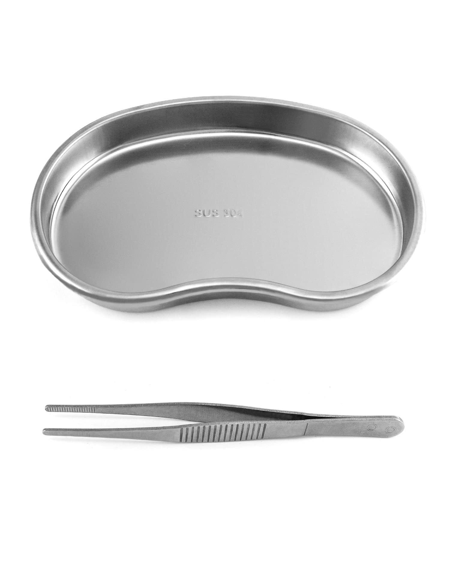 QWORK Medical Tray with Sterilizing Jar and Tweezer, Stainless Steel Sterilizer Surgical Tray, Instrument Tray