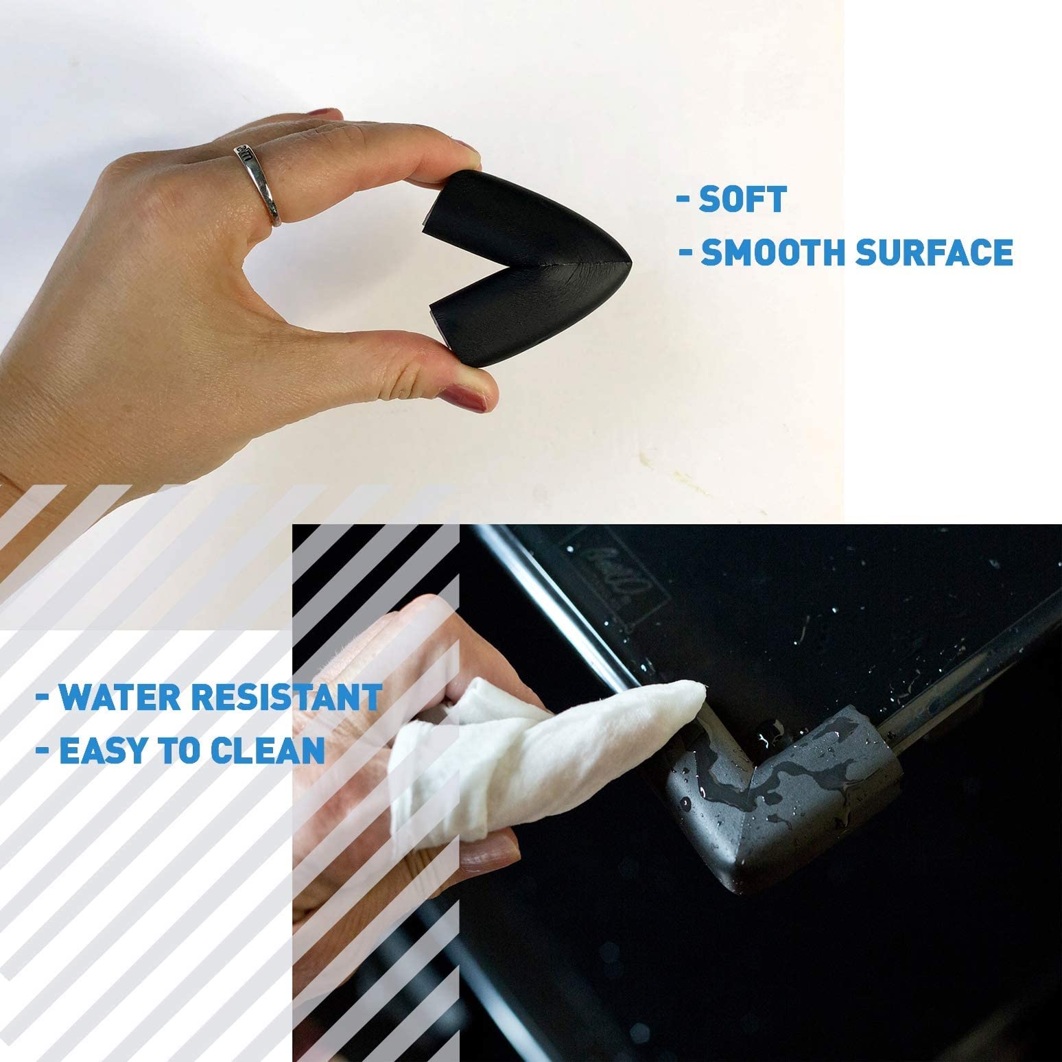 Furniture Edge and Corner Guards | 16.2ft +20.4ft Protective Foam Cushion |36ft Bumper 12 Adhesive Corners | Baby Child Proofing Set NonToxic and Safe for Table, Fireplace, Countertop | Black