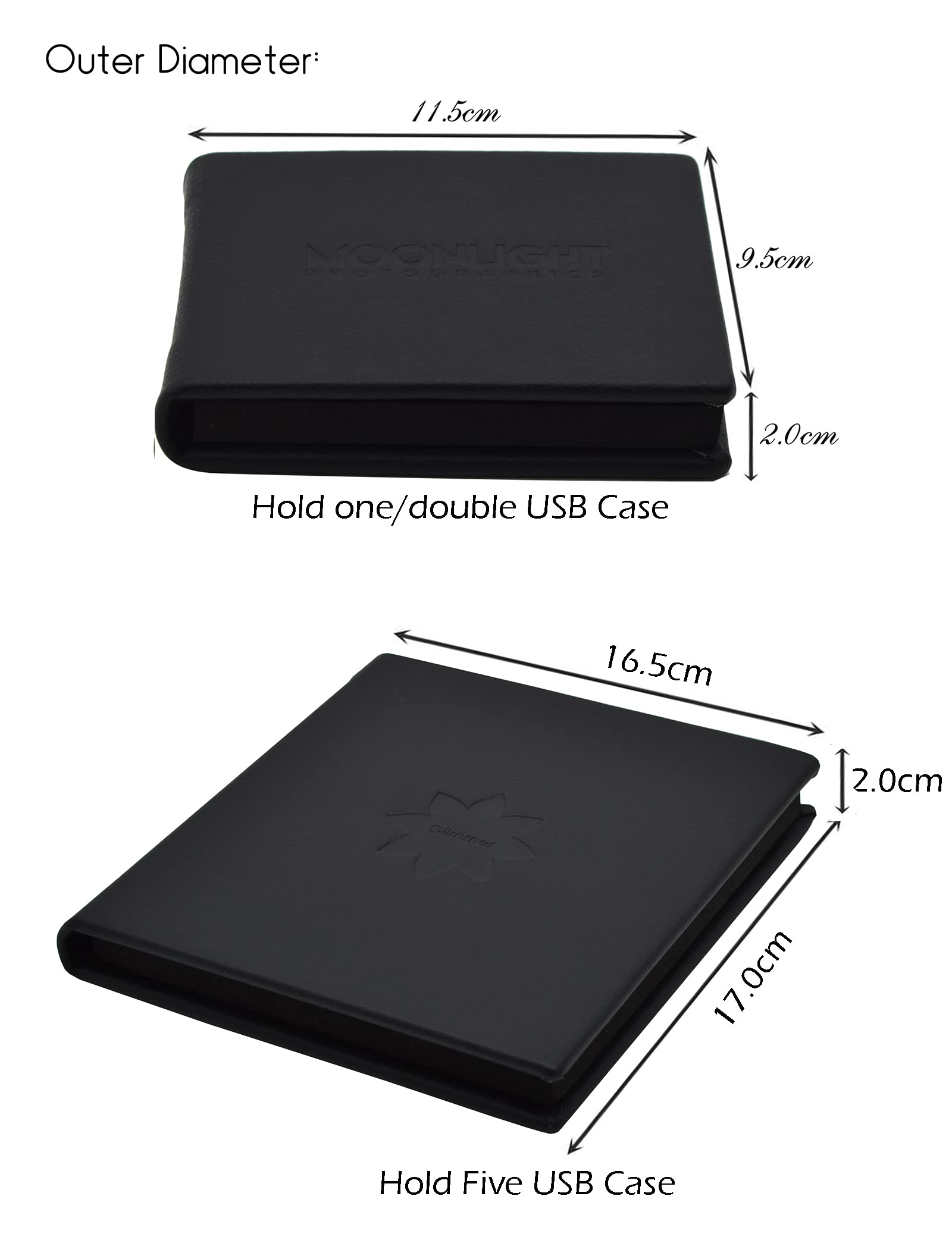 Black Leather Flash Drive case with Personalized LOGO for Wedding Photographer Client Gift , USB Case packing (No Logo Imprint)
