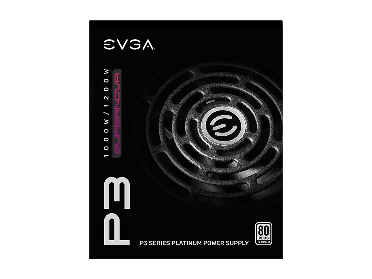 EVGA Supernova 1000 P3, 80 Plus Platinum 1000W, Fully Modular, Eco Mode with FDB Fan, Includes Power ON Self Tester, Compact 180mm Size, Power Supply 220-P3-1000-X1