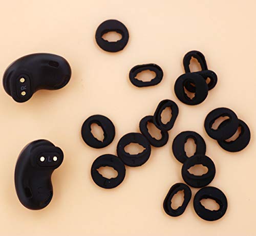 IiEXCEL Galaxy Buds Live Adapter Tips Eartips Earbuds, 8 Pairs Replacement S/L 2 Size Silicone Rubber Ear Tips Buds Wing Tips Fit in Case Compatible with Samsung Galaxy Buds Live - Black
