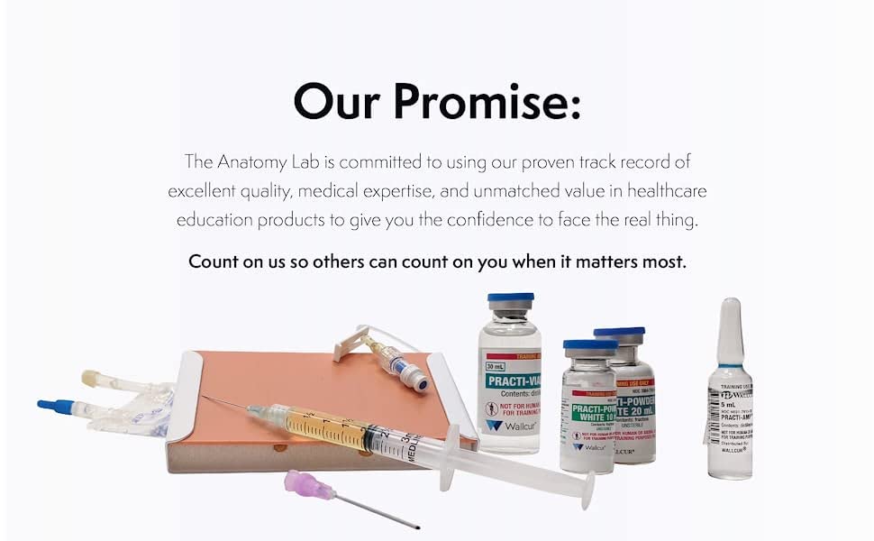 Anatomy Lab Parenteral Medication Training Kit with Injection Pad, 60 Piece Kit Practice to Perfect Venious and Injection Medication Preparation and Administration, Venipuncture and Injection Skills