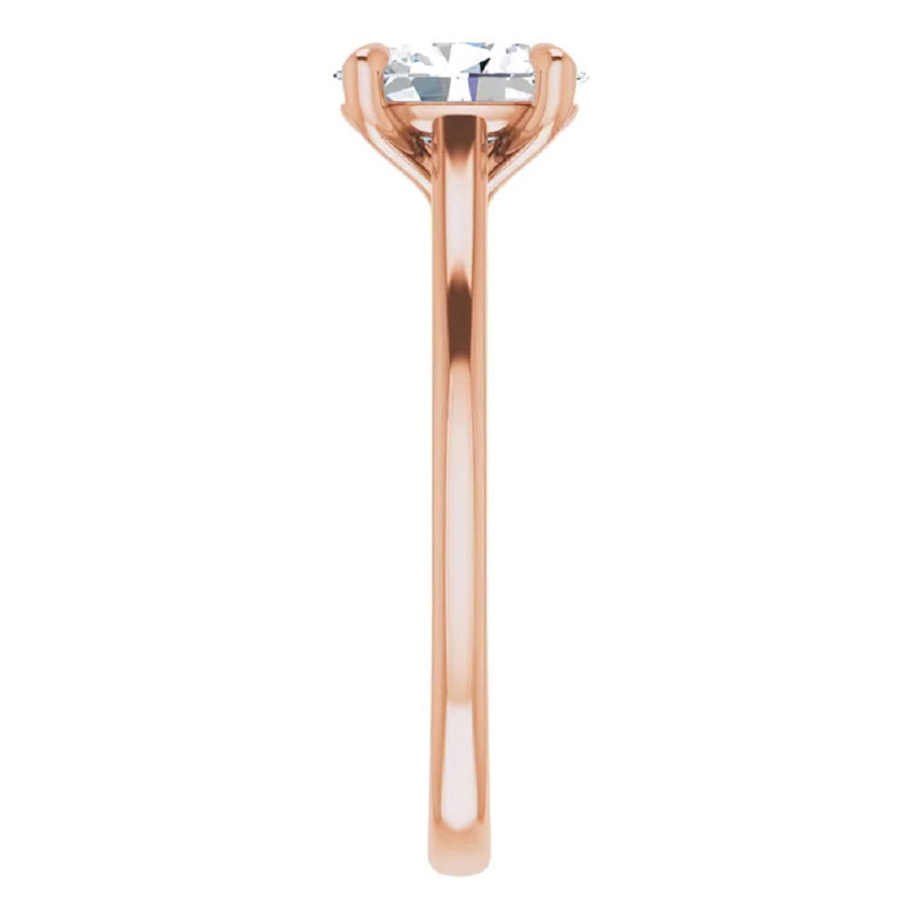 18K Solid Rose Gold Handmade Engagement Ring 2.00 CT Oval Cut Moissanite Diamond Solitaire Wedding/Bridal Ring Set for Women/Her, Perfect Ring Gift for Her