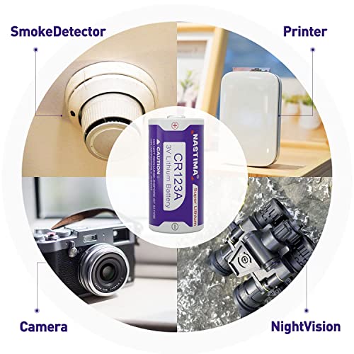 NASTIMA 12 Pack CR123A Battery, 3V Lithium Battery 1600mAh for Flashlight, Intelligent Instrumentation, Alarm Systems