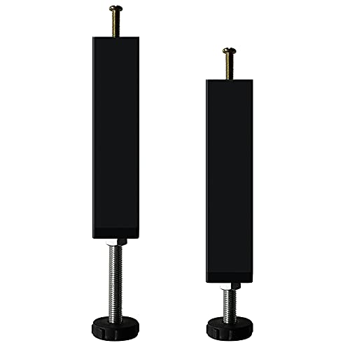 Metal Furniture Support Legs Adjustable Height Heavy Duty Bed Center Frame Slat feet risers for Queen/King Platform Bed Frame Replacement Parts 2PS (5.9" to 8.6")