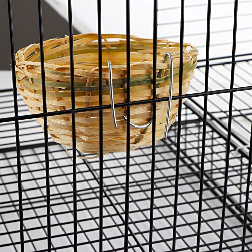 4 Pack Tiny Handwoven Bamboo Bird Nest Cage House Hatching Breeding Cave with Hook for for Small Bird Parrot Budgie Parakeet Cockatiel Conure Lovebird Finch Canary Cockatoo African Grey