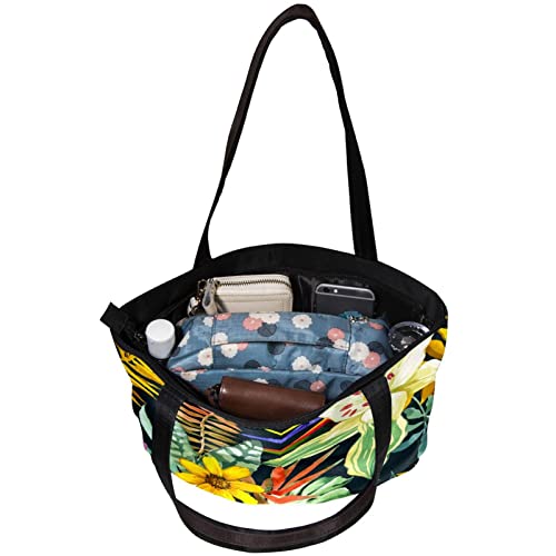 Purses for Women, Tote Bag, Bags for Women, Womens Handbags, flower leaf tropical plant pattern