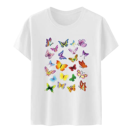 Women's Summer Tshirt Tops Short Sleeve Graphic Casual Tshirt White