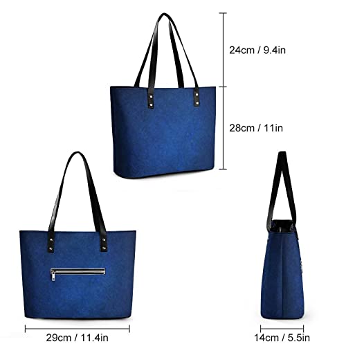 Womens Handbag Blue Leather Tote Bag Top Handle Satchel Bags For Lady