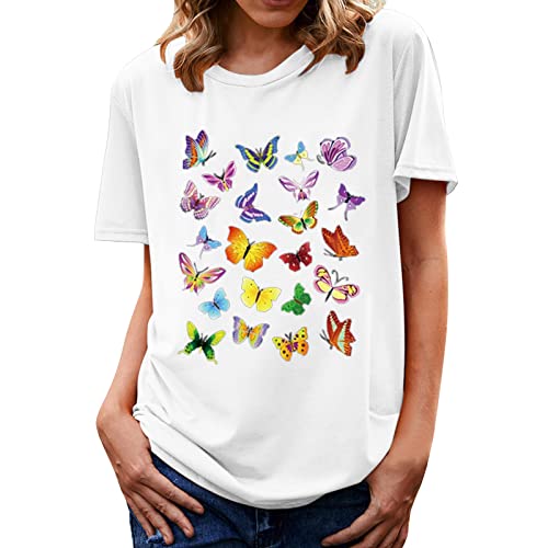 Women's Summer Tshirt Tops Short Sleeve Graphic Casual Tshirt White