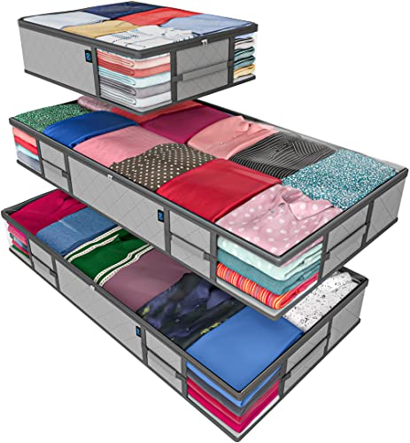Everlasting Comfort Under Bed Storage Bags - Store 45% More With 172.5L of Bins - Collapse & Fold