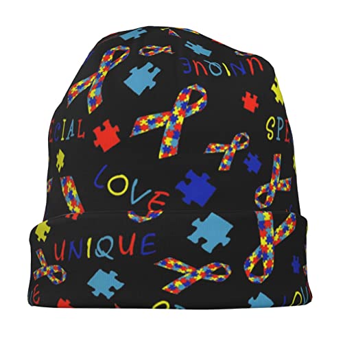 Autism Awareness Special Love Beanie Hat for Men and Women Lightweight Slouchy Hip-Hop Running Skull Cap Breathable Stretchy Sleep Hats Chemo Cap