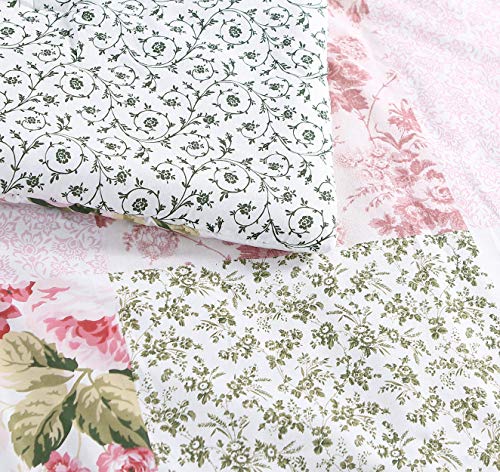 Laura Ashley Home - King Comforter Set, Reversible Cotton Bedding, Includes Matching Shams with Bonus Euro Shams & Throw Pillows (Ailyn Pink, King)
