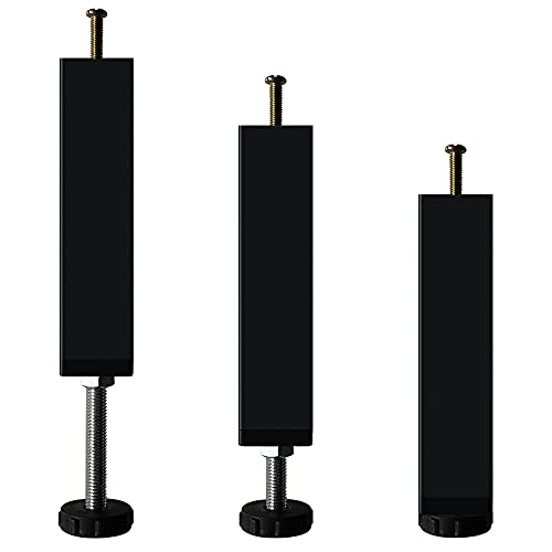 Metal Furniture Support Legs Adjustable Height Heavy Duty Bed Center Frame Slat feet risers for Queen/King Platform Bed Frame Replacement Parts 2PS (5.9" to 8.6")
