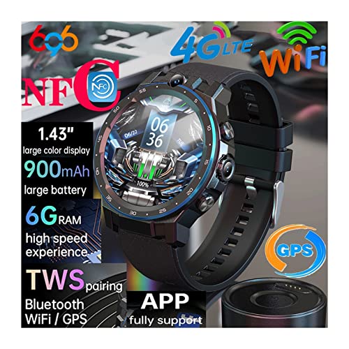 JAITEA New 6GB +128GB Smartwatch 4G GPS WiFi Dual-Camera Sports Bluetooth Talking Smartwatch Dual System Music NFC Men