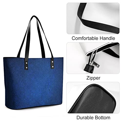 Womens Handbag Blue Leather Tote Bag Top Handle Satchel Bags For Lady