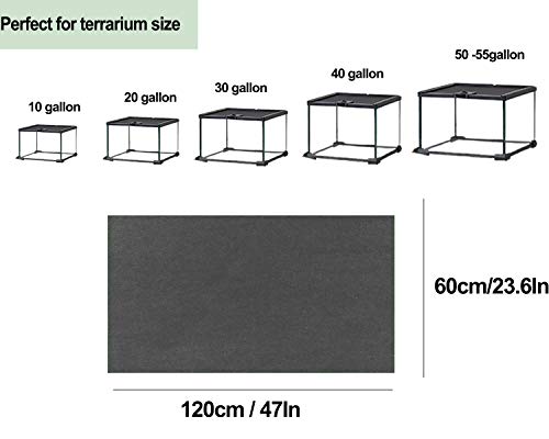 Mechpia 47" x 24" Large Reptile Carpet Terrarium Liner Bedding Reptile Substrate Mat Tank Accessories for Bearded Dragon Snake Lizard Tortoise Leopard Gecko (Grey)
