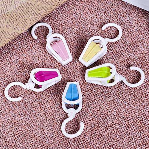 ccHuDE 10 Pcs Portable Plastic Strong Swivel Hook Rotating Laundry Hanging Hook Clothes Pins Beach Towel Clip