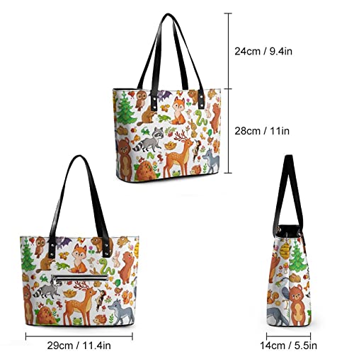 Womens Handbag Zoo Animals Leather Tote Bag Top Handle Satchel Bags For Lady
