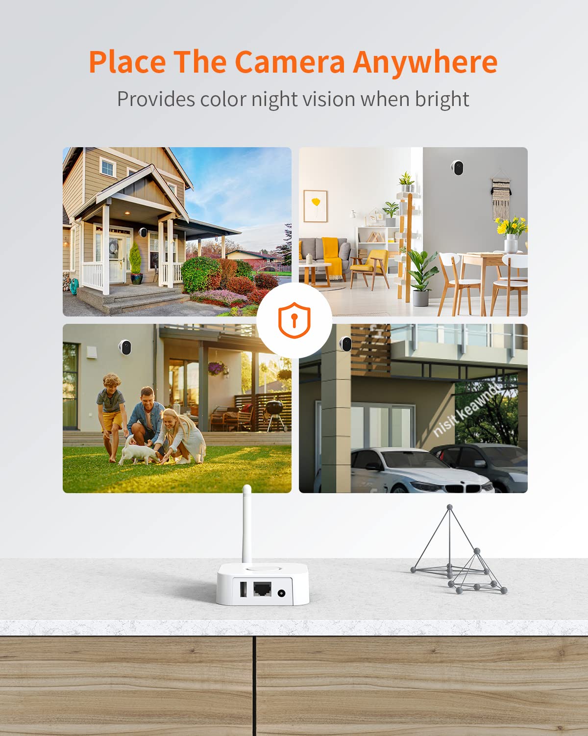 ZJX Wireless Camera System for Home Security, Outdoor Cam with Infrared Night Vision, Body Recognition, Motion Detection and IP65 Waterproof, white (BC-01)